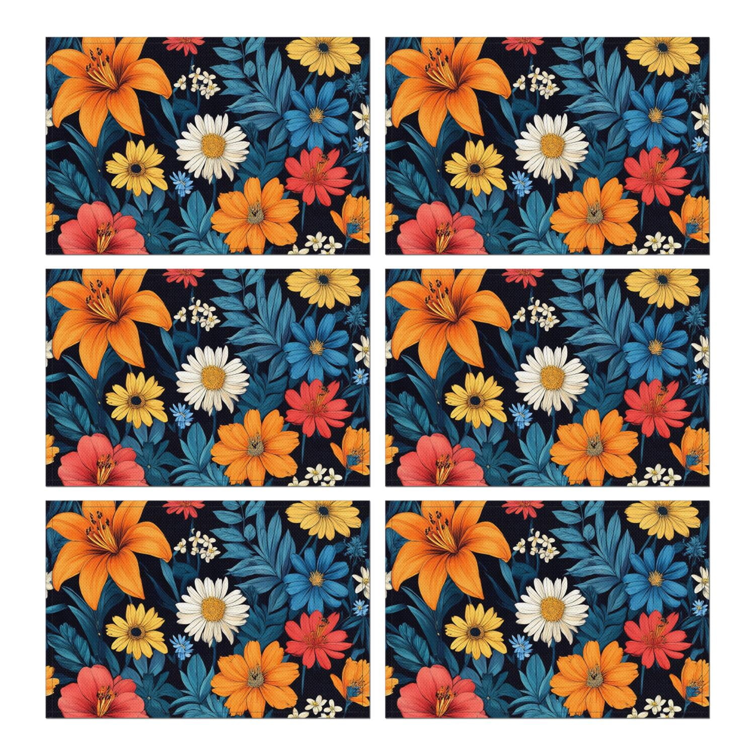 Pioneer Flower Floral Print Pattern Summer Placemats Table Placemats ...