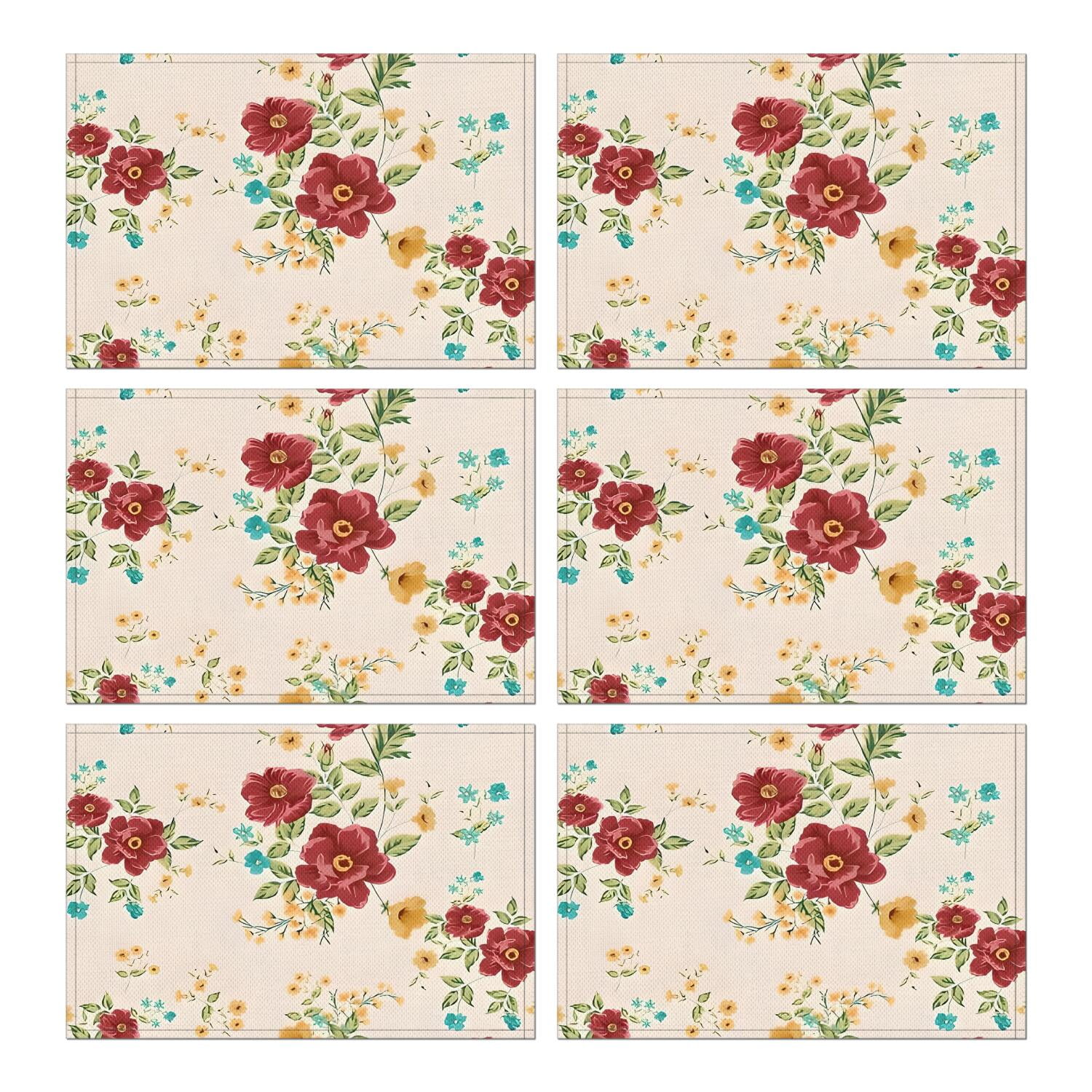 Pioneer Flower Floral Print Pattern Summer Placemats Table Placemats ...