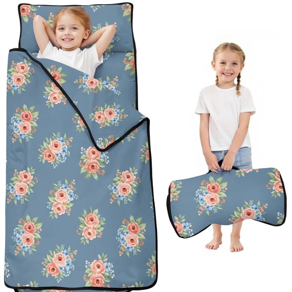 Pioneer Flower Floral Print Pattern Teens Toddler Nap Mat with Pillow ...