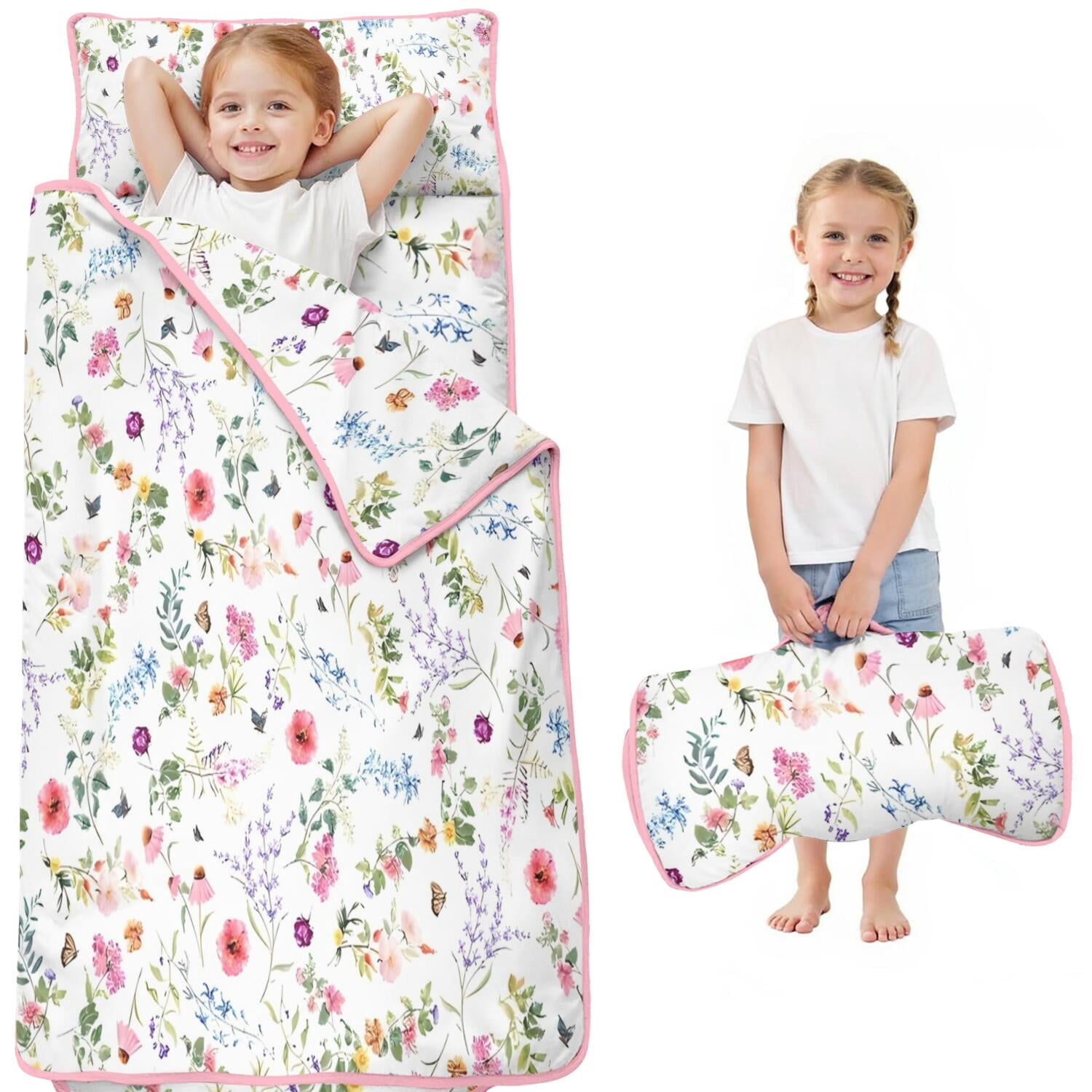 Pioneer Flower Floral Print Pattern Toddler Nap Mats for Kids Preschool ...