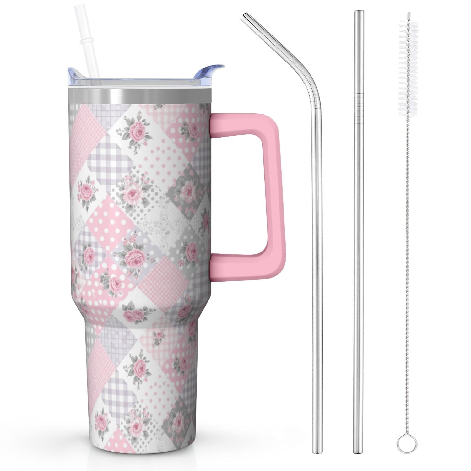 Pioneer Flower Floral Print Pattern Tumbler with Handle and Lid,30oz ...