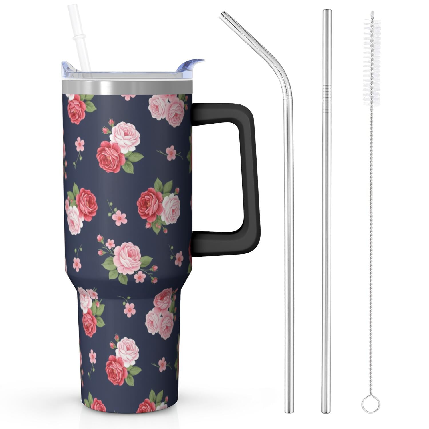 Pioneer Flower Floral Print Pattern Tumbler with Handle and Lid,40oz ...