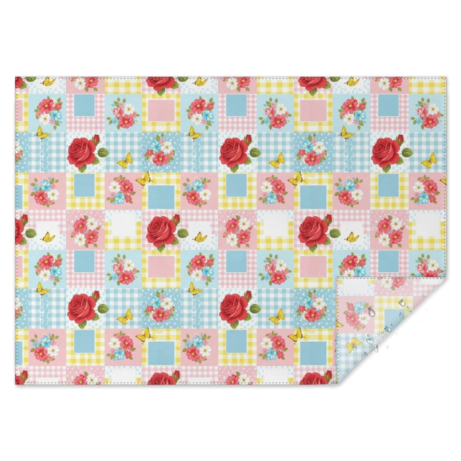 Pioneer Flower Floral Print Pattern Waterproof Tablecloth, Rectangular ...