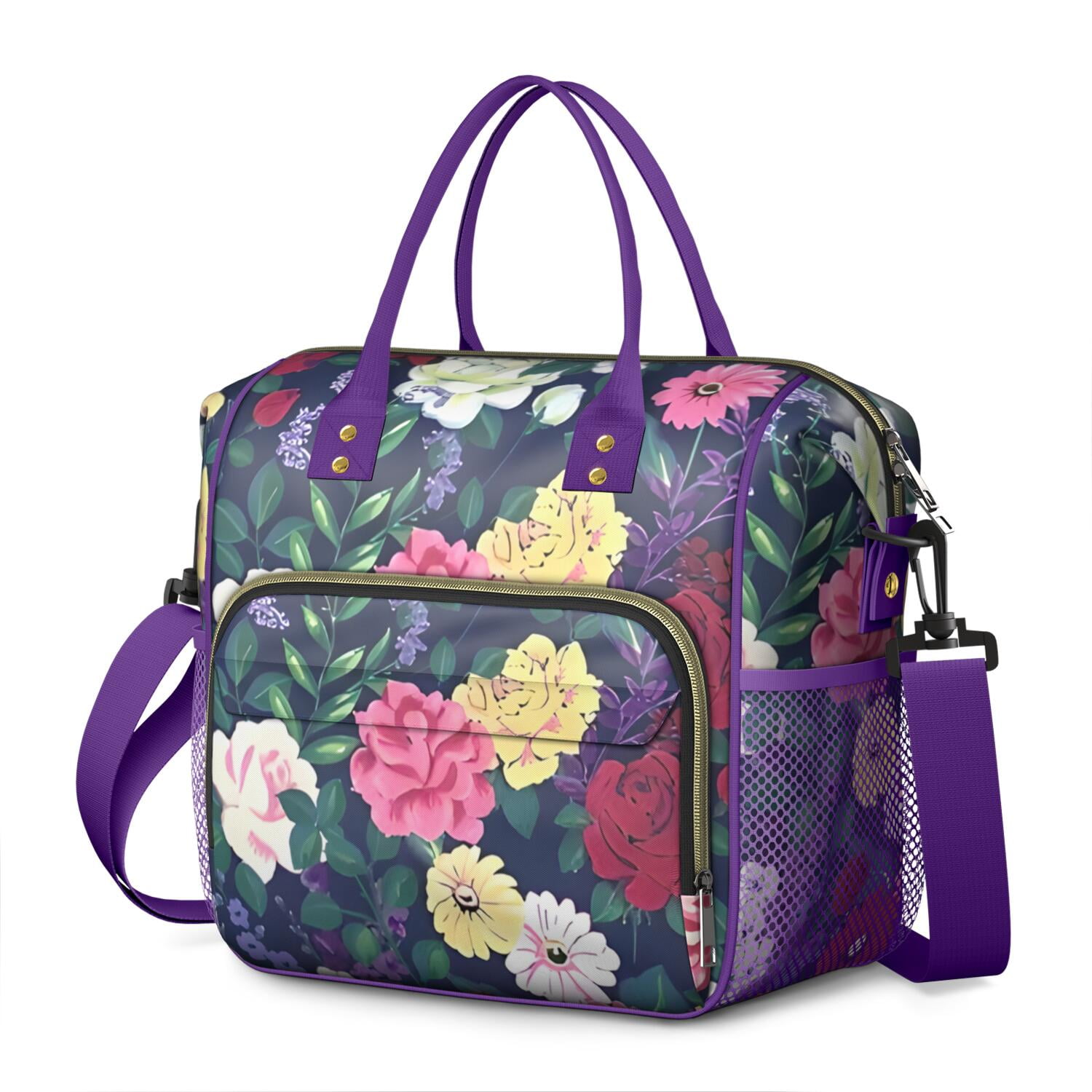 Pioneer Flower Floral Print Pattern Womens Lunch Box for Work,Insulated ...