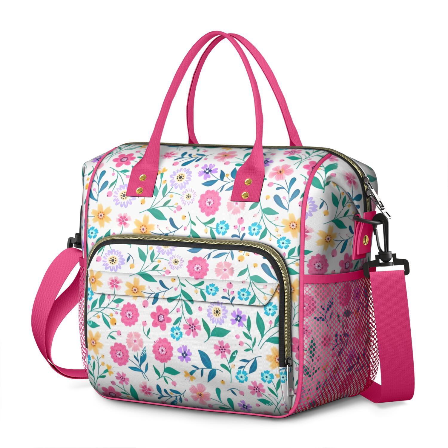 Pioneer Flower Floral Print Pattern Womens Lunch Box for Work,Insulated ...