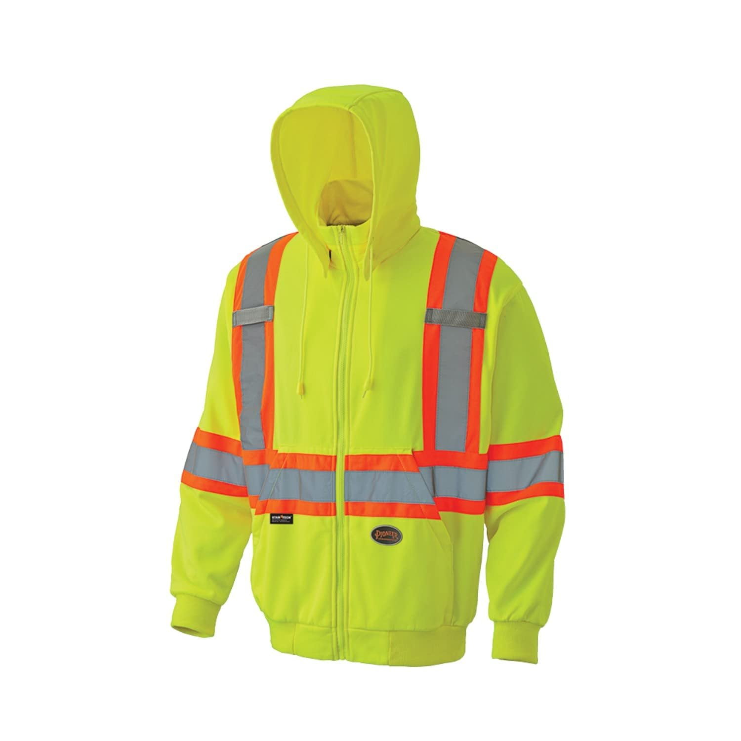 Pioneer Hi Vis Safety Yellow/Green Hoodie - Zip-Up Style with ...