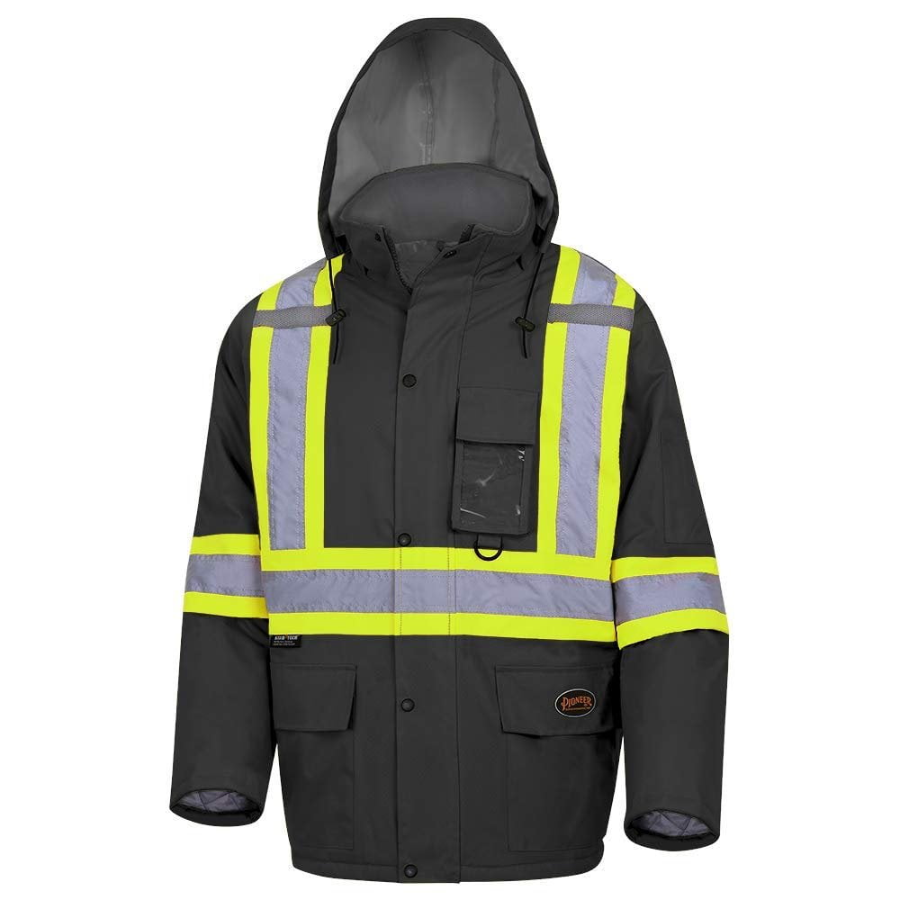 Pioneer Hi Vis Winter Quilted Safety Parka for Men - Waterproof Work ...