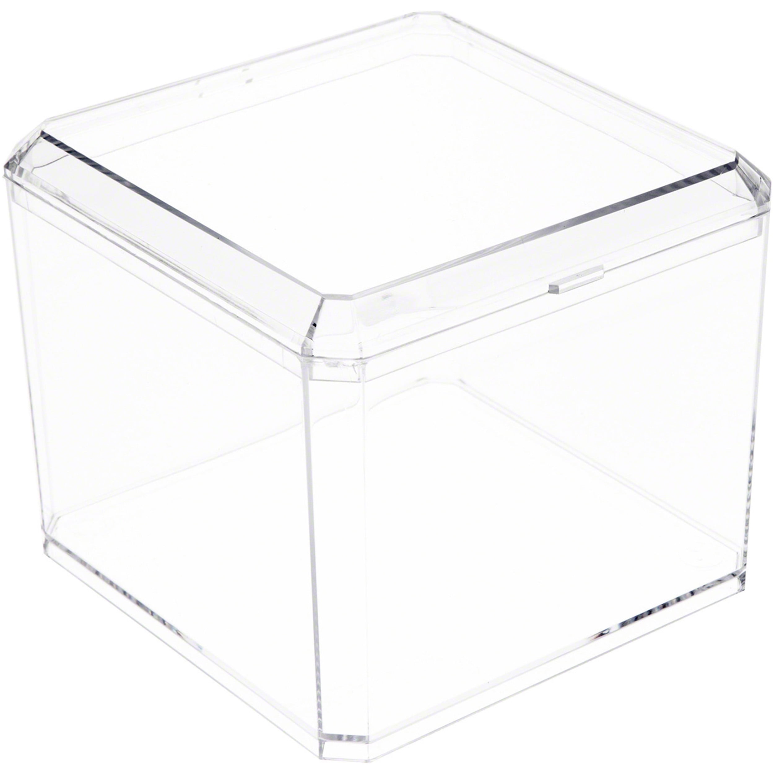 Pioneer Plastics 028C Clear Square Plastic Container, 3.75" W x 3.0625 ...