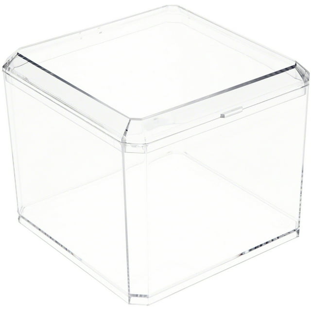 Pioneer Plastics 028C Clear Square Plastic Container, 3.75" W x 3.0625 ...