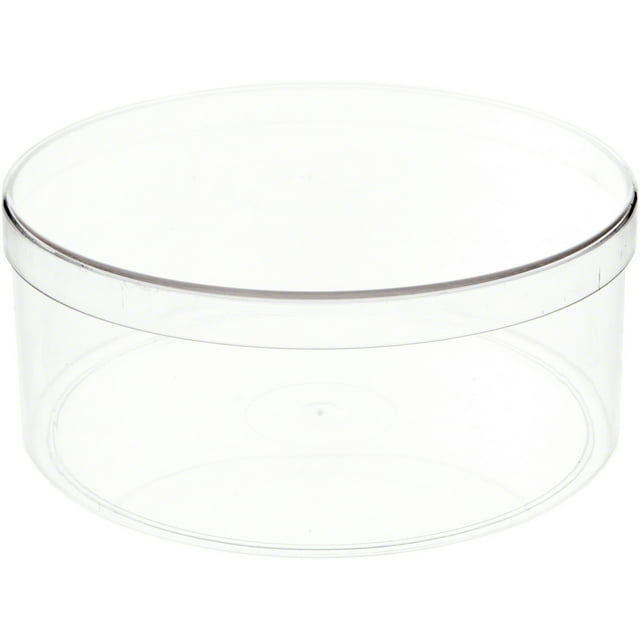 Pioneer Plastics 180C Clear Round Plastic Container, 6" W x 2.5" H ...