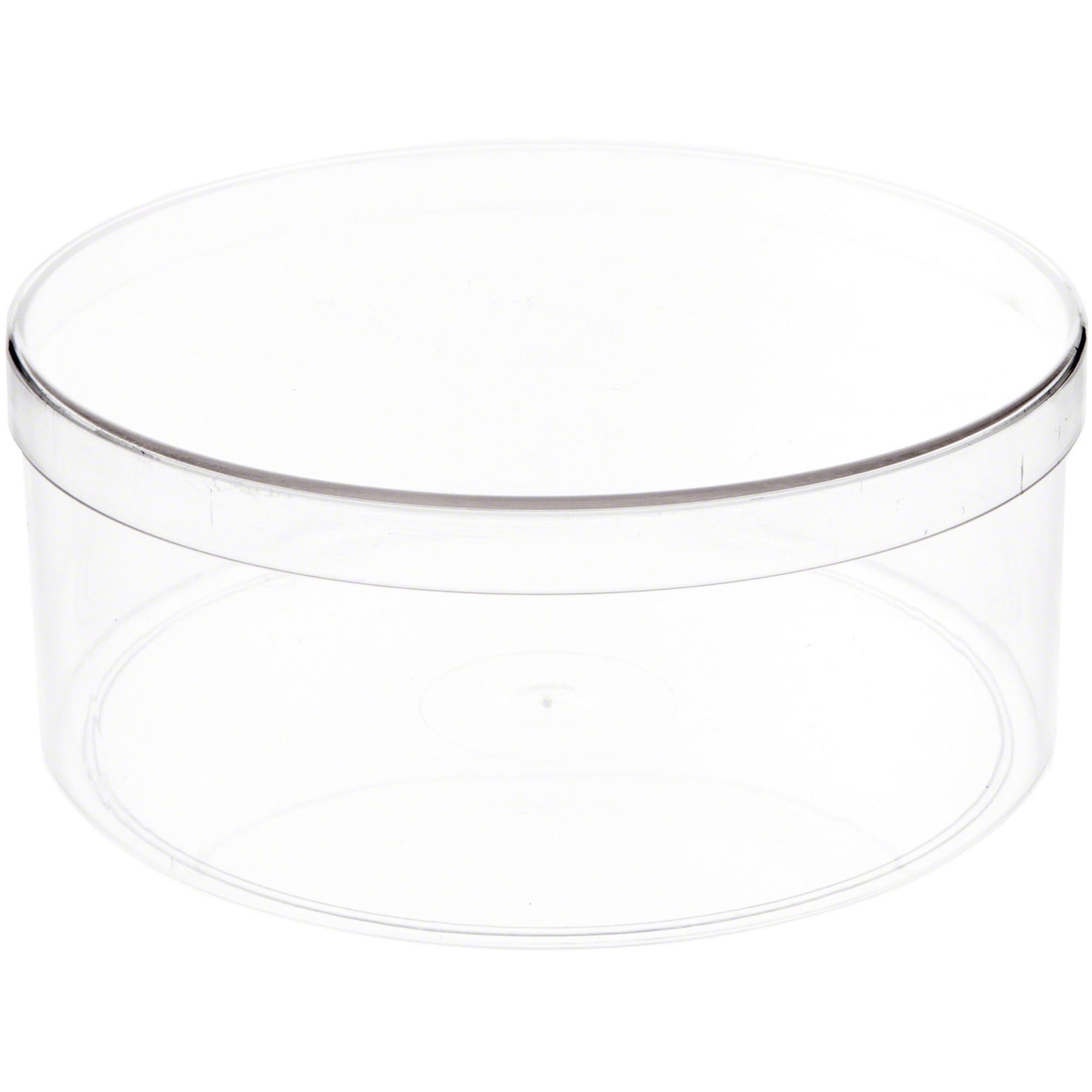Pioneer Plastics 180C Clear Round Plastic Container, 6" W x 2.5" H ...