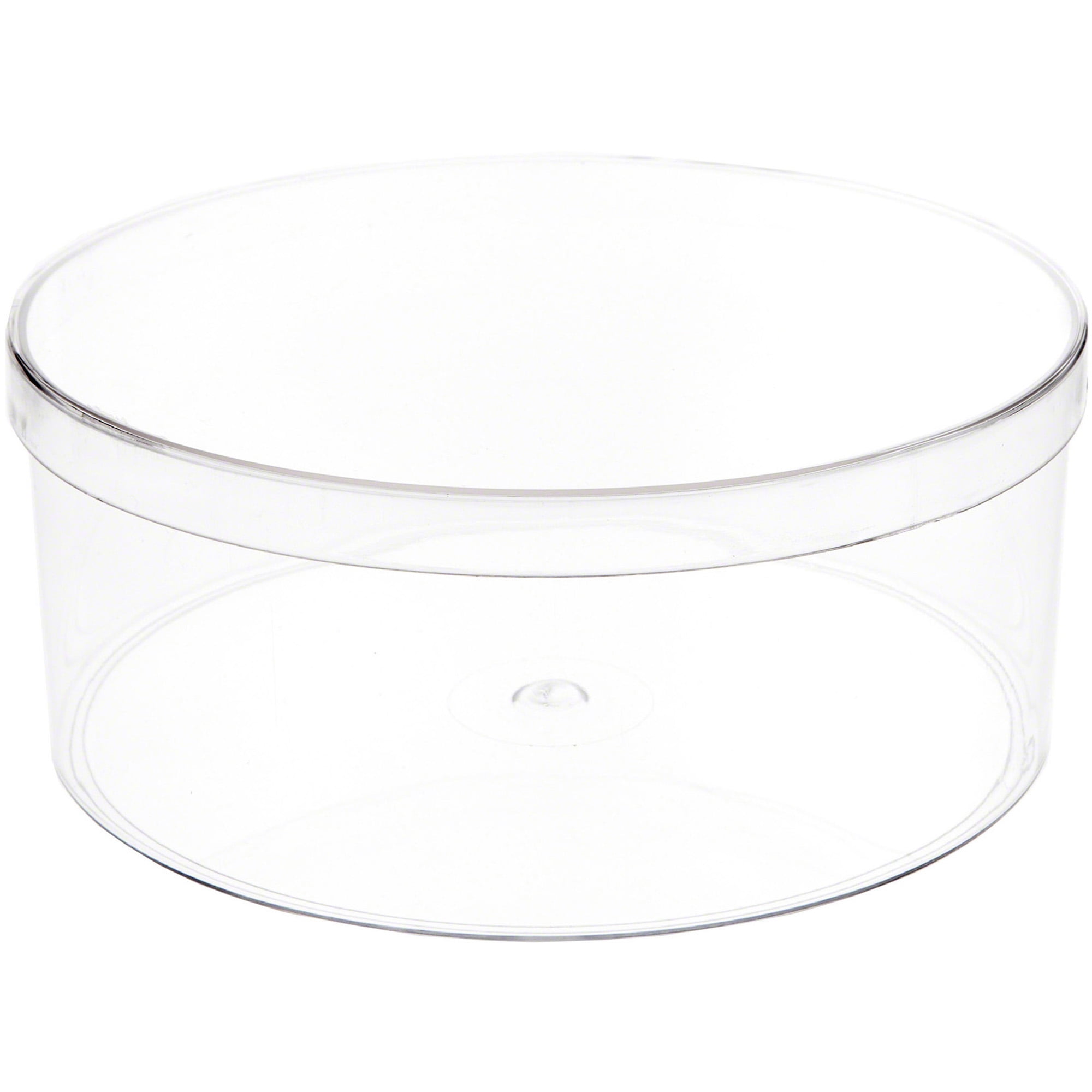 Pioneer Plastics 185C Clear Round Plastic Container, 7.375" W x 3" H ...