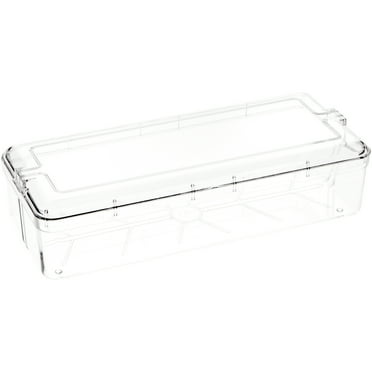 Pioneer Plastics 048C Clear Large Tall Rectangular Plastic Container, 3 ...