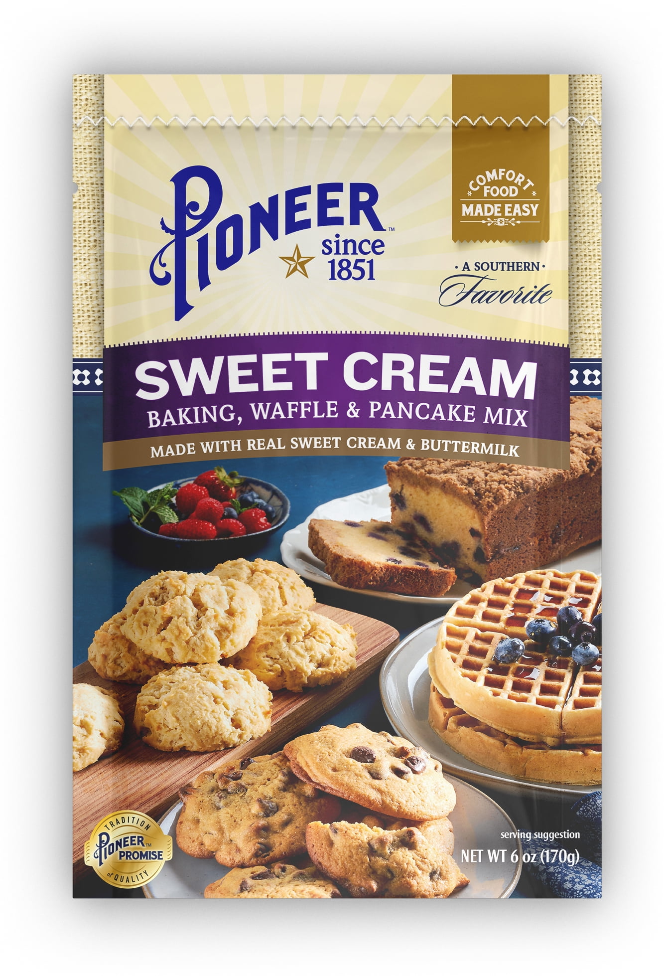 Pioneer Sweet Cream Waffle and Pancake Mix, Fluffy Buttermilk, 6 oz, 5 ...