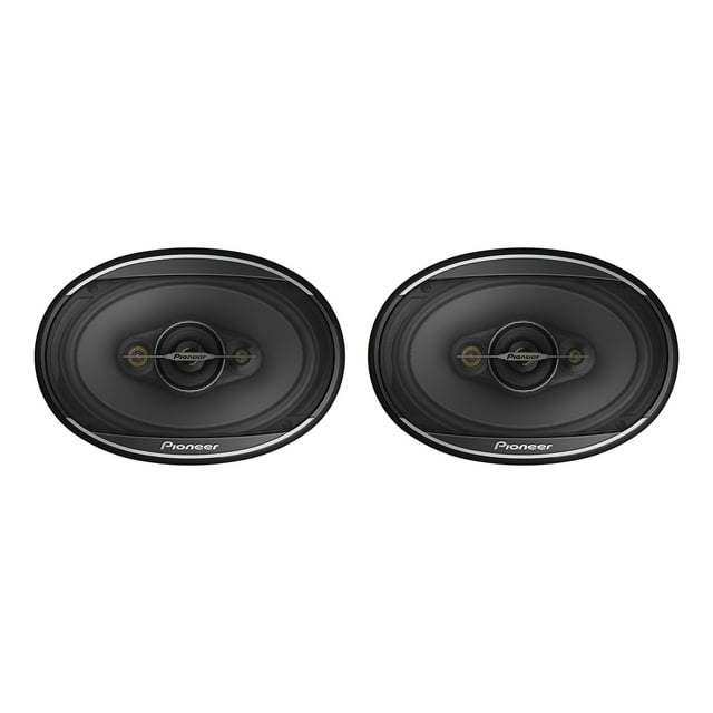 Pioneer TS-A6961F 6-In. x 9-In. 450-Watt 4-Way Full-Range Coaxial Speakers Gold and Black, Max ...
