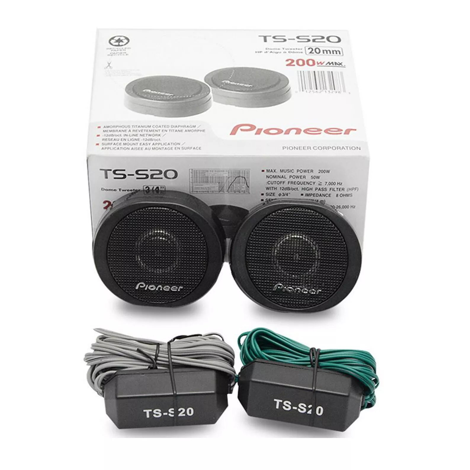 Pioneer TS-S20 3/4" 200W Car Audio Component Dome Tweeter Speaker ...