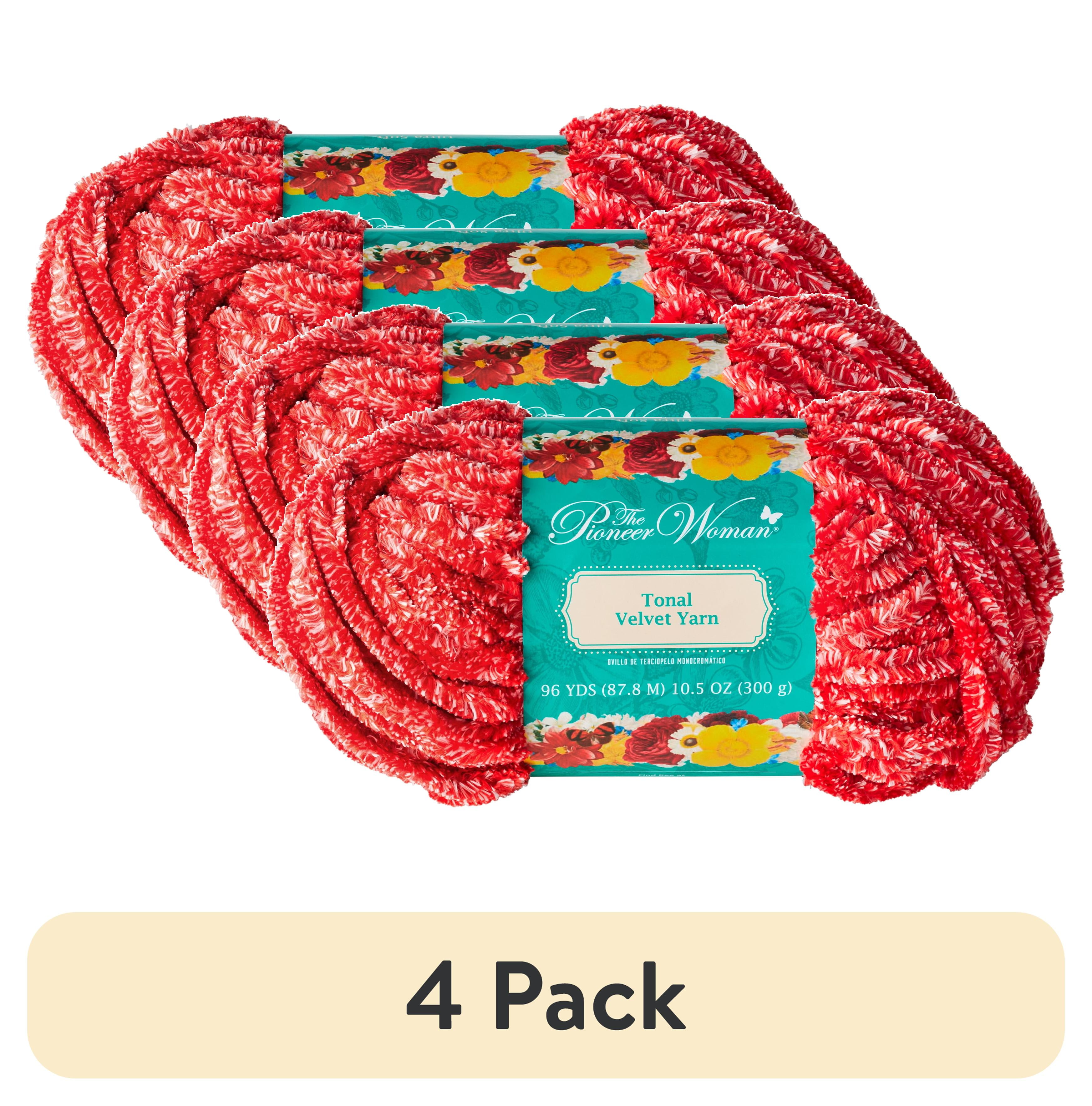 (4 pack) Pioneer Woman 96 yd Super Bulky Tonal Velvet Yarn, 100% ...