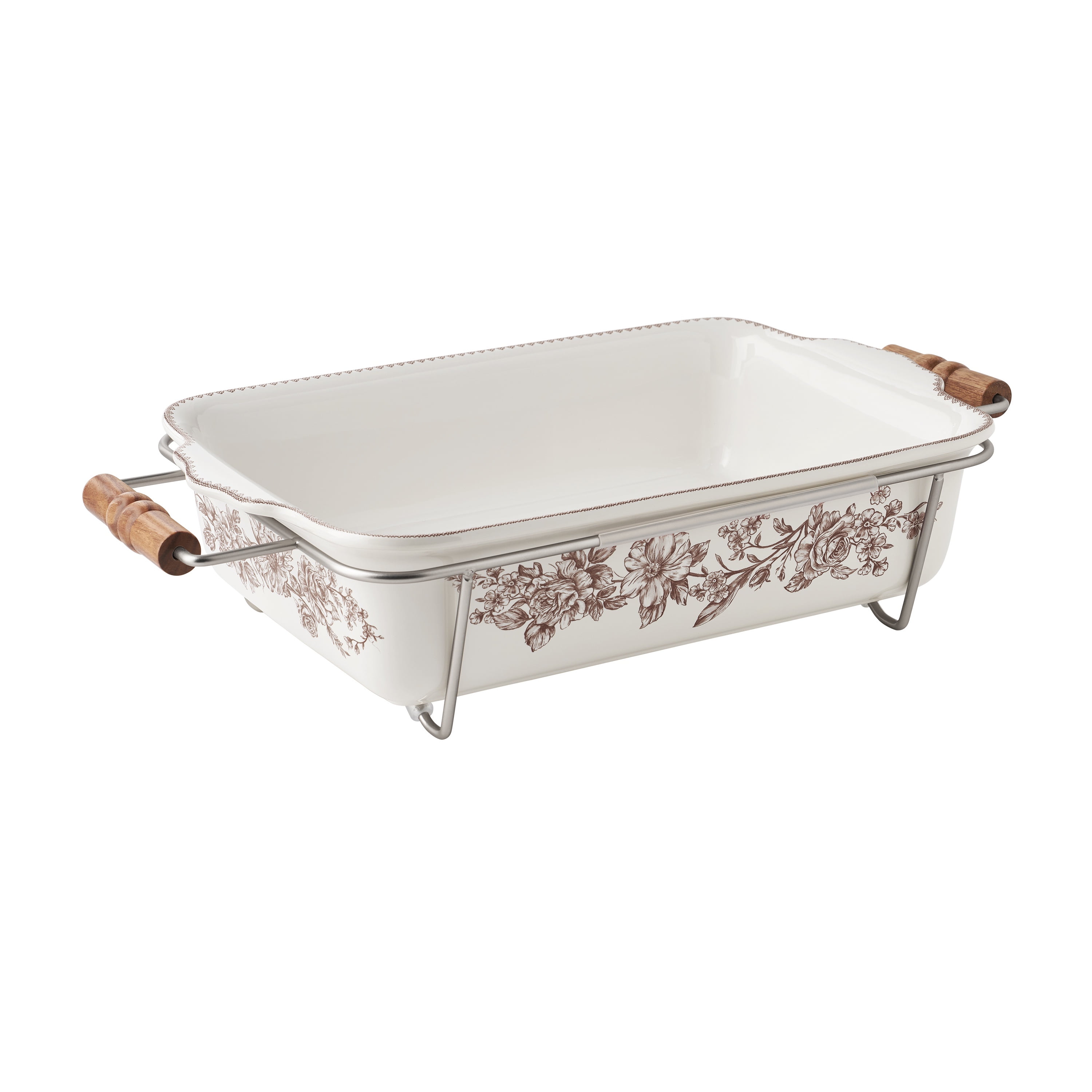 The Pioneer Woman Agatha Stoneware Baker with Stand, Brown - Walmart.com