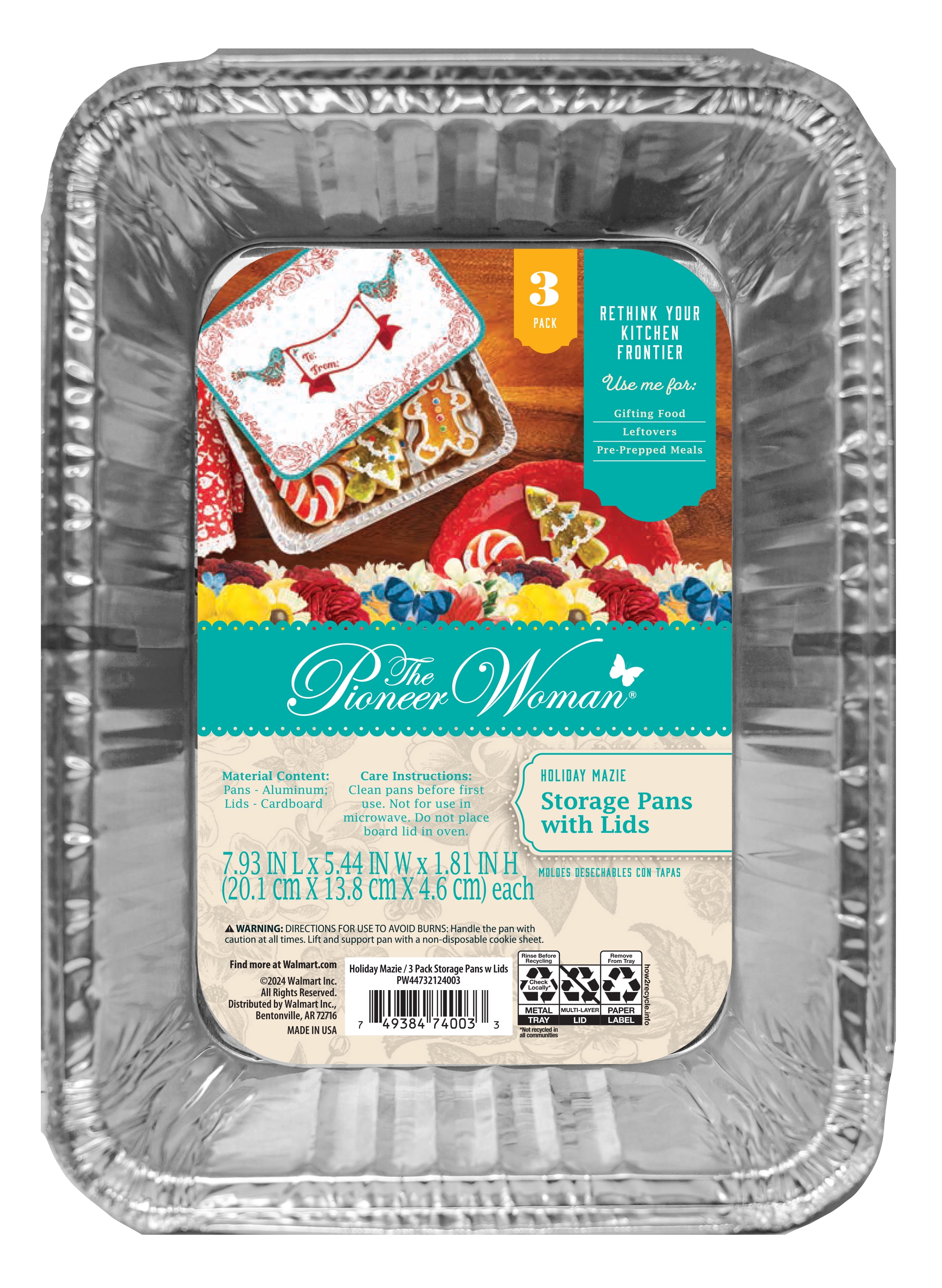 The Pioneer Woman Rectangular Aluminum Foil Storage Containers with ...