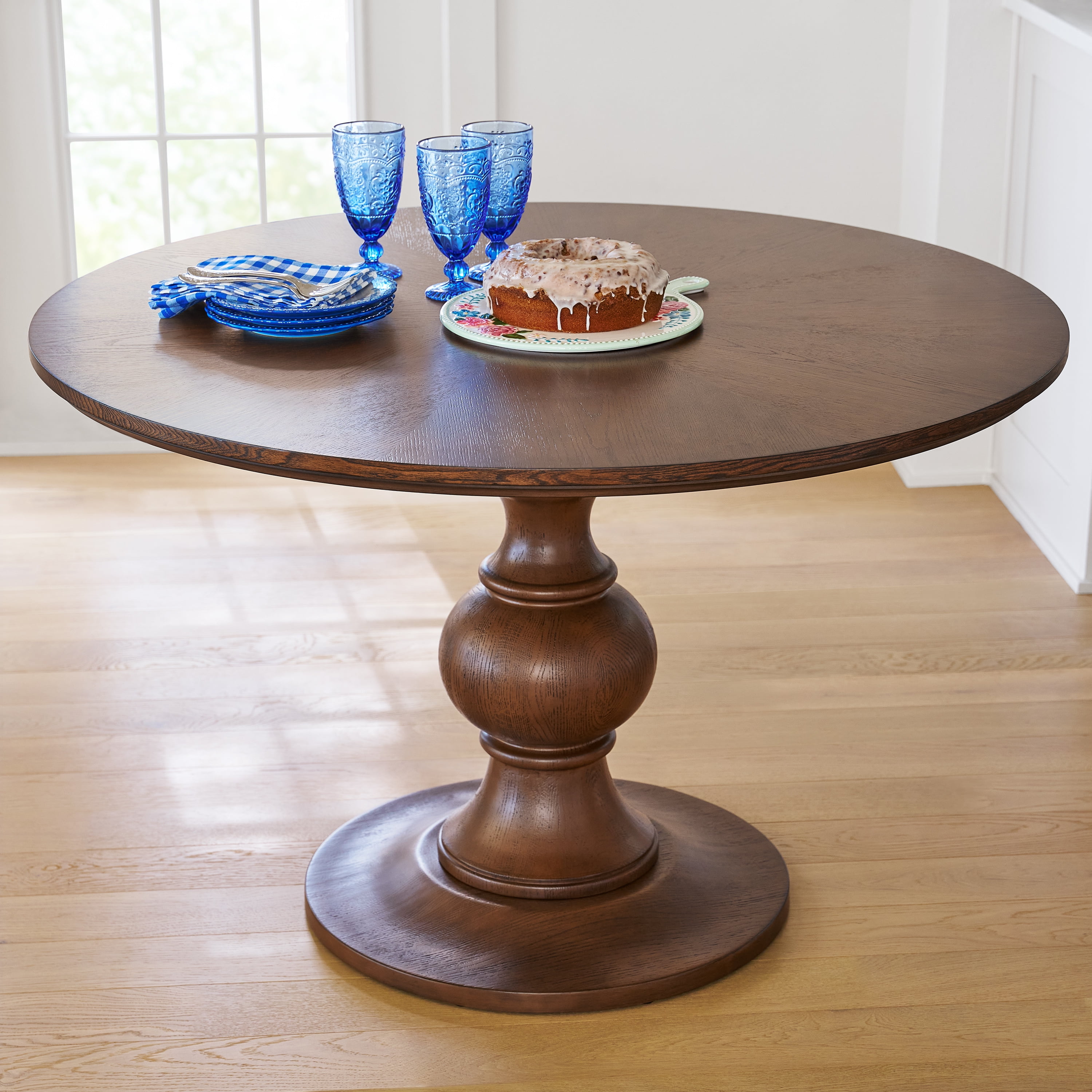 Pioneer Woman Callie Round Dining Table, Heirloom Brown Finish ...
