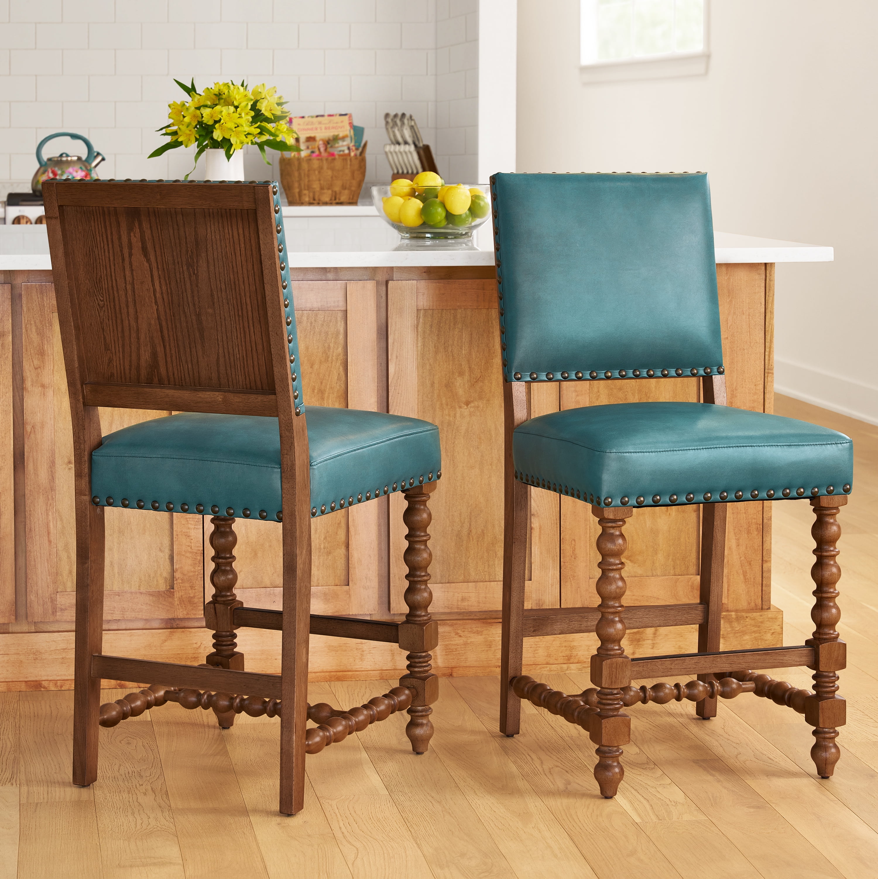 The Pioneer Woman Harper Faux Leather Counter-height Stools, 2 Pack ...