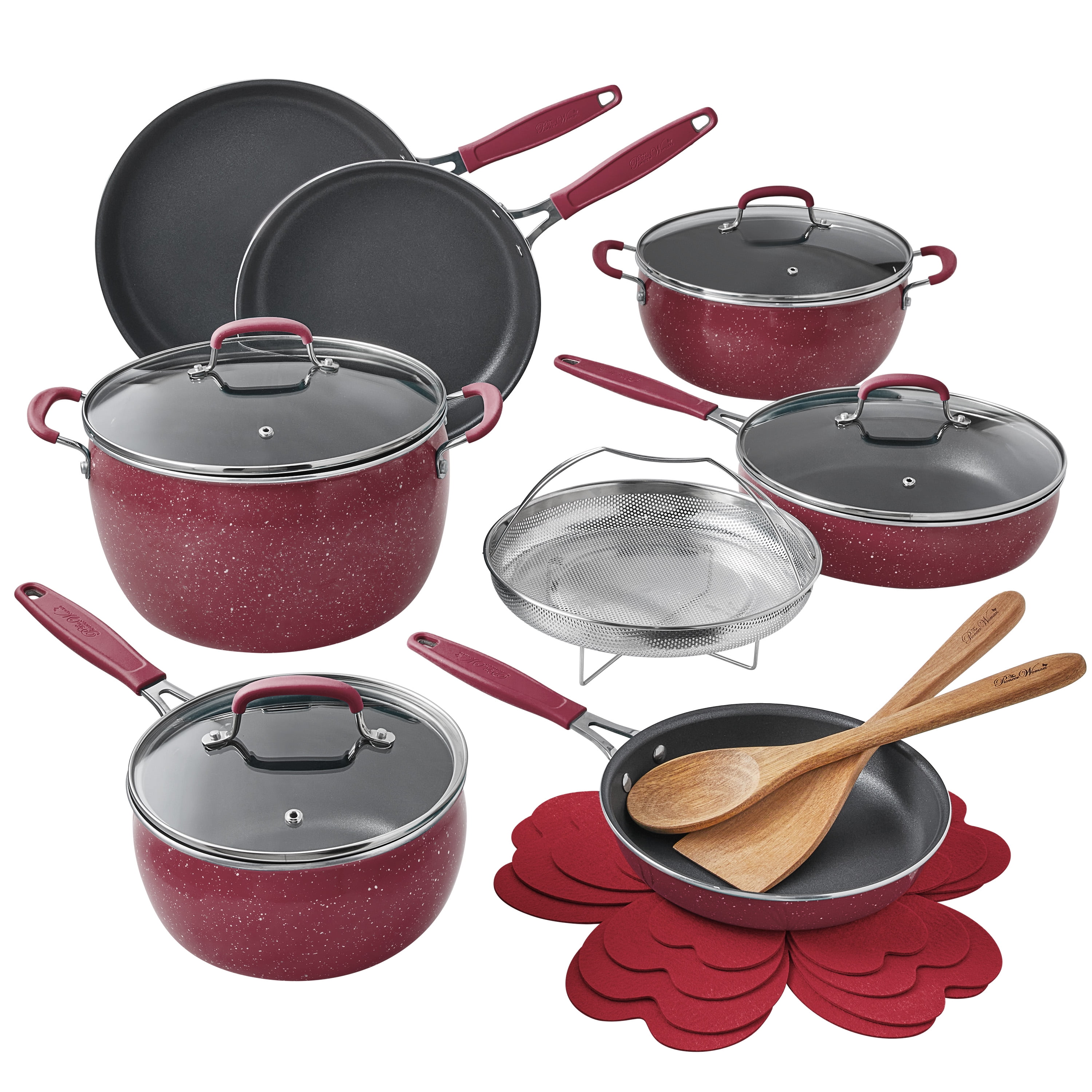 Pioneer Woman Speckle Merlot Pan Set 18pc - Walmart.com