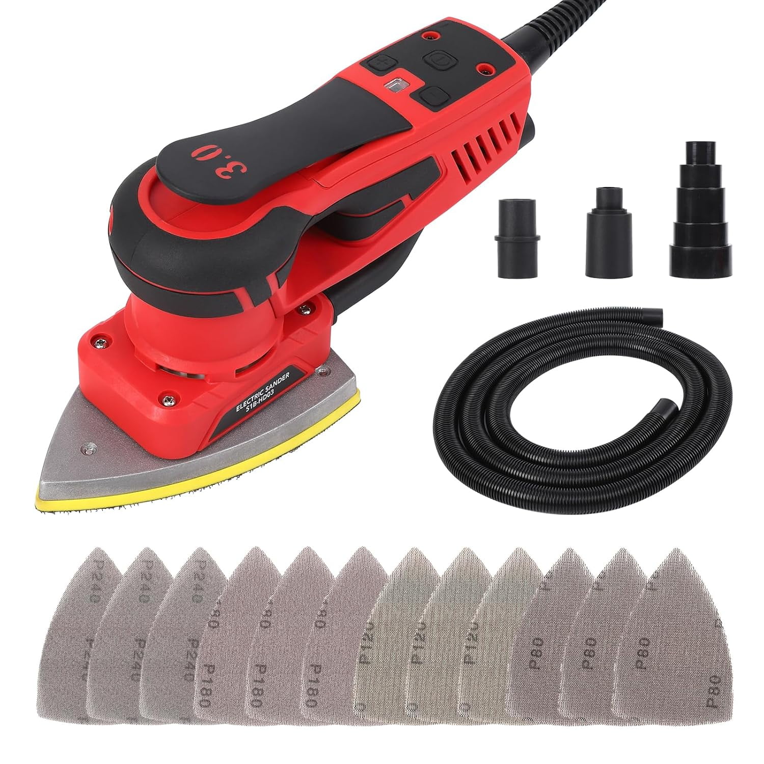 PioneerWorks Electric Detail Sander with 12 Sanding Paper, 350W ...