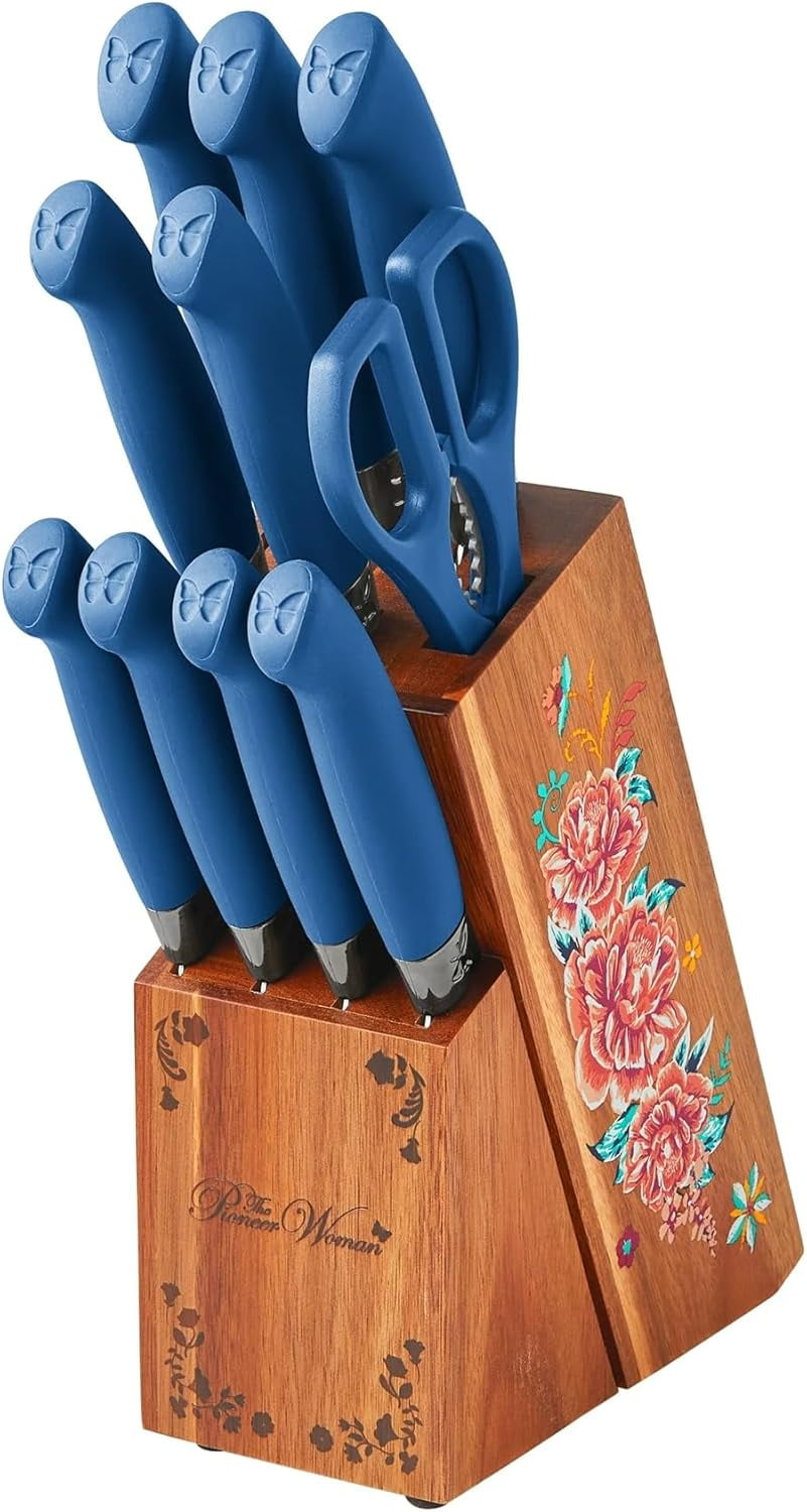 The Pioneers Womans 11-Piece Stainless Steel Knife Set with Floral ...