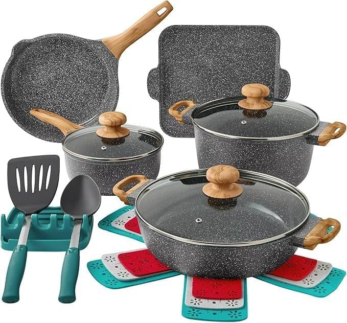 The Pioneers Womans 14-Piece Nonstick Cast Aluminum Cookware Set ...