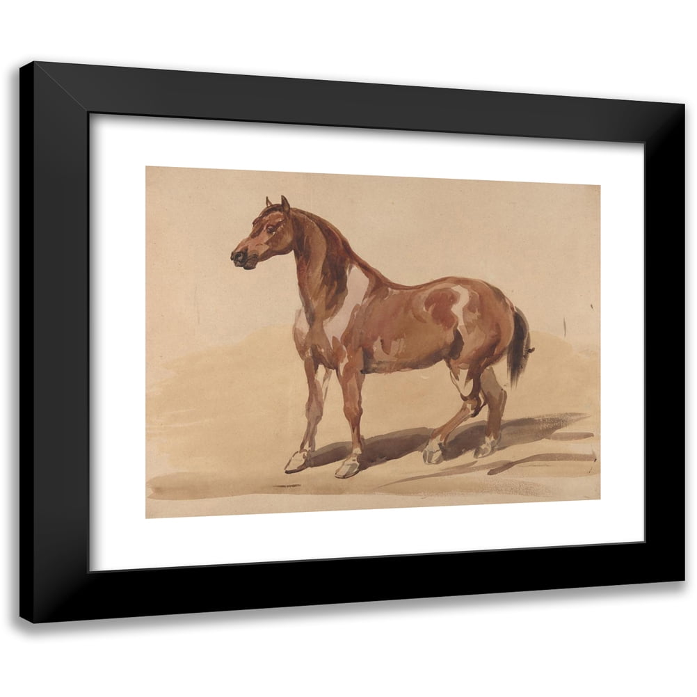 Piotr Michałowski 14x12 Black Modern Framed Museum Art Print Titled - Chestnut Ointment Horse ...