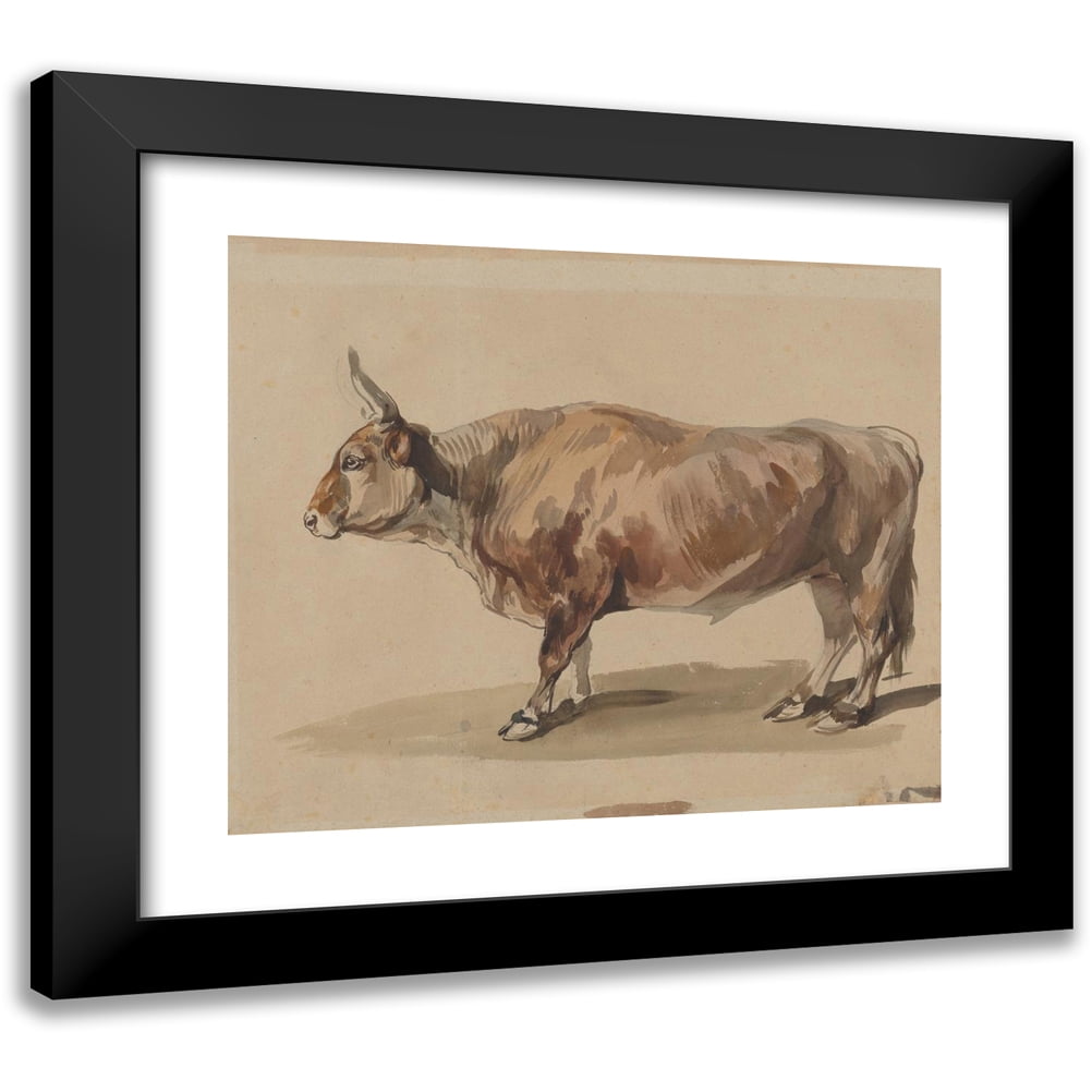 Piotr Michałowski 14x12 Black Modern Framed Museum Art Print Titled - Study of a Fawn Ox (1845 ...