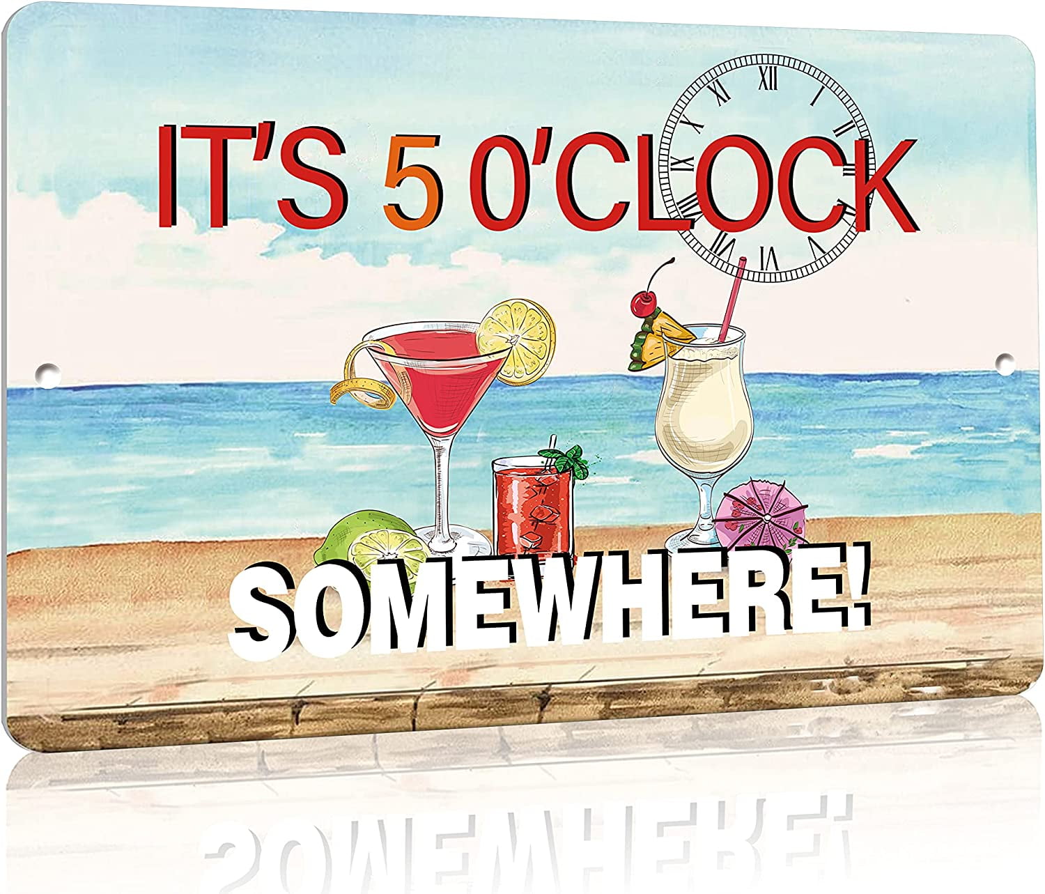 Pioujw Five O Clock Somewhere Unique Metal Wall Decor for Home, Bar ...