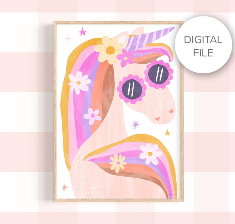 Pip+Phee Daisy Unicorn Print - Printable Art - File Only 24x36 UNFRAMED ...