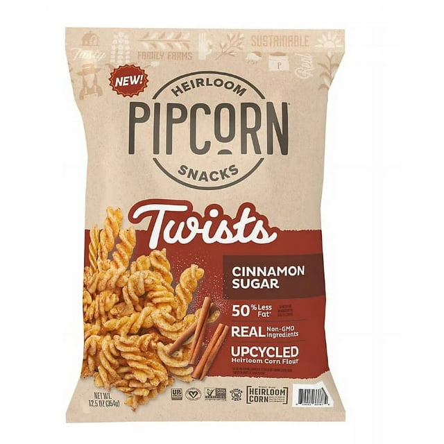 Pipcorn Heirloom Twists, Cinnamon Sugar Corn Snacks, 12.5 oz Bag ...