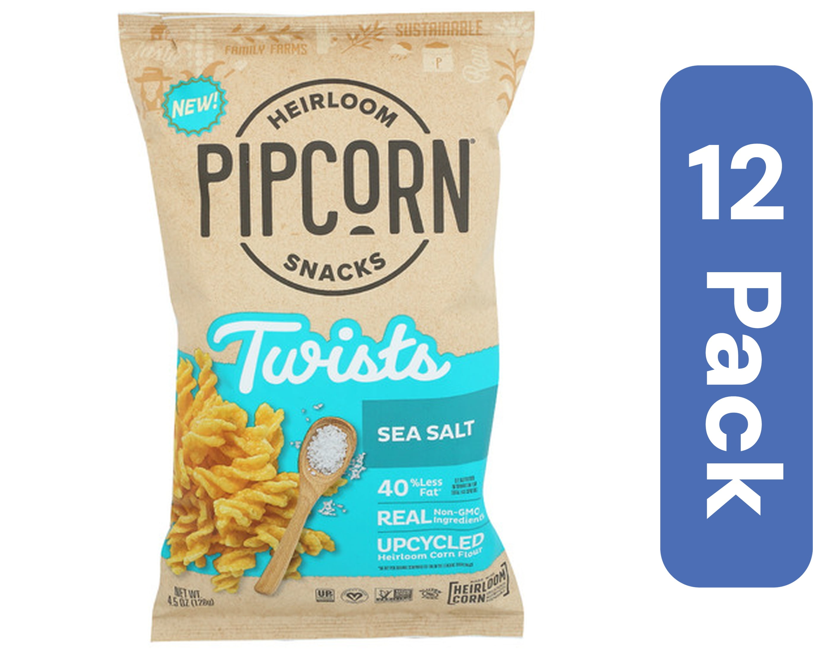 Pipcorn Twists Corn Sea Salt 4.5 oz (Pack Of 12) - Walmart.com
