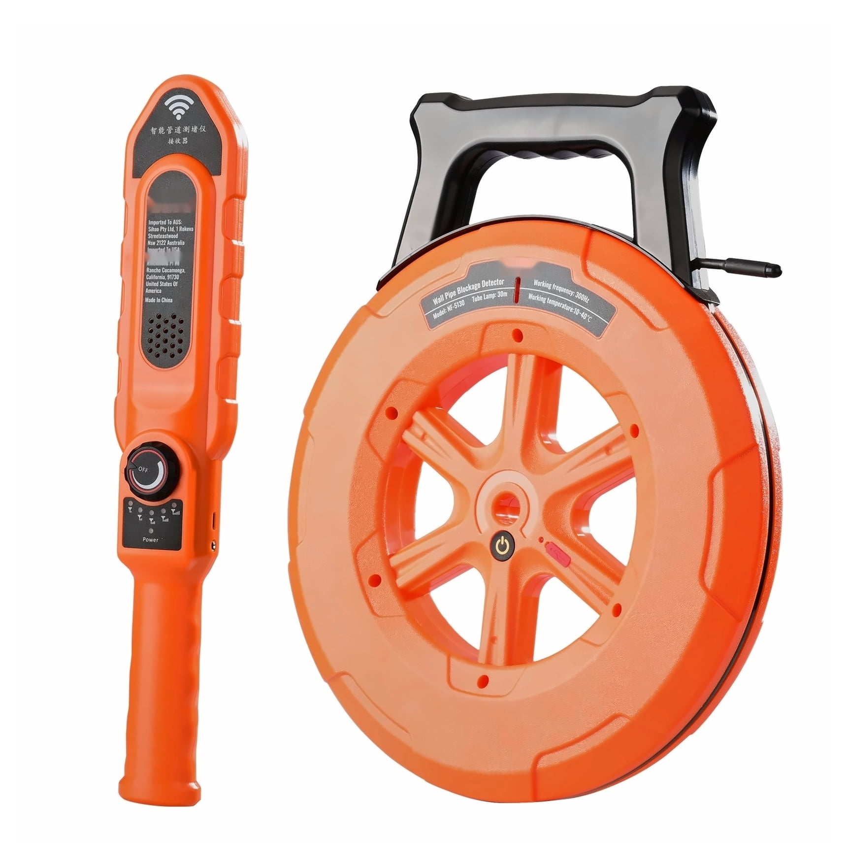 Pipe Blockage Detector Locator 100ft/30m Waterproof for PVC Metal Pipes ...