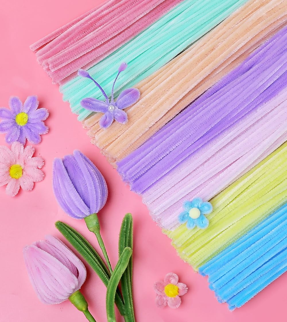 Pipe Cleaners,200pcs in 7 Colors, Pastel Pipe Cleaners, Candy Colors ...