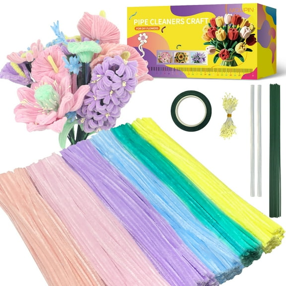 100pc Pipe Cleaners Chenille Stem Solid Color Twistable Pipe Cleaners ...