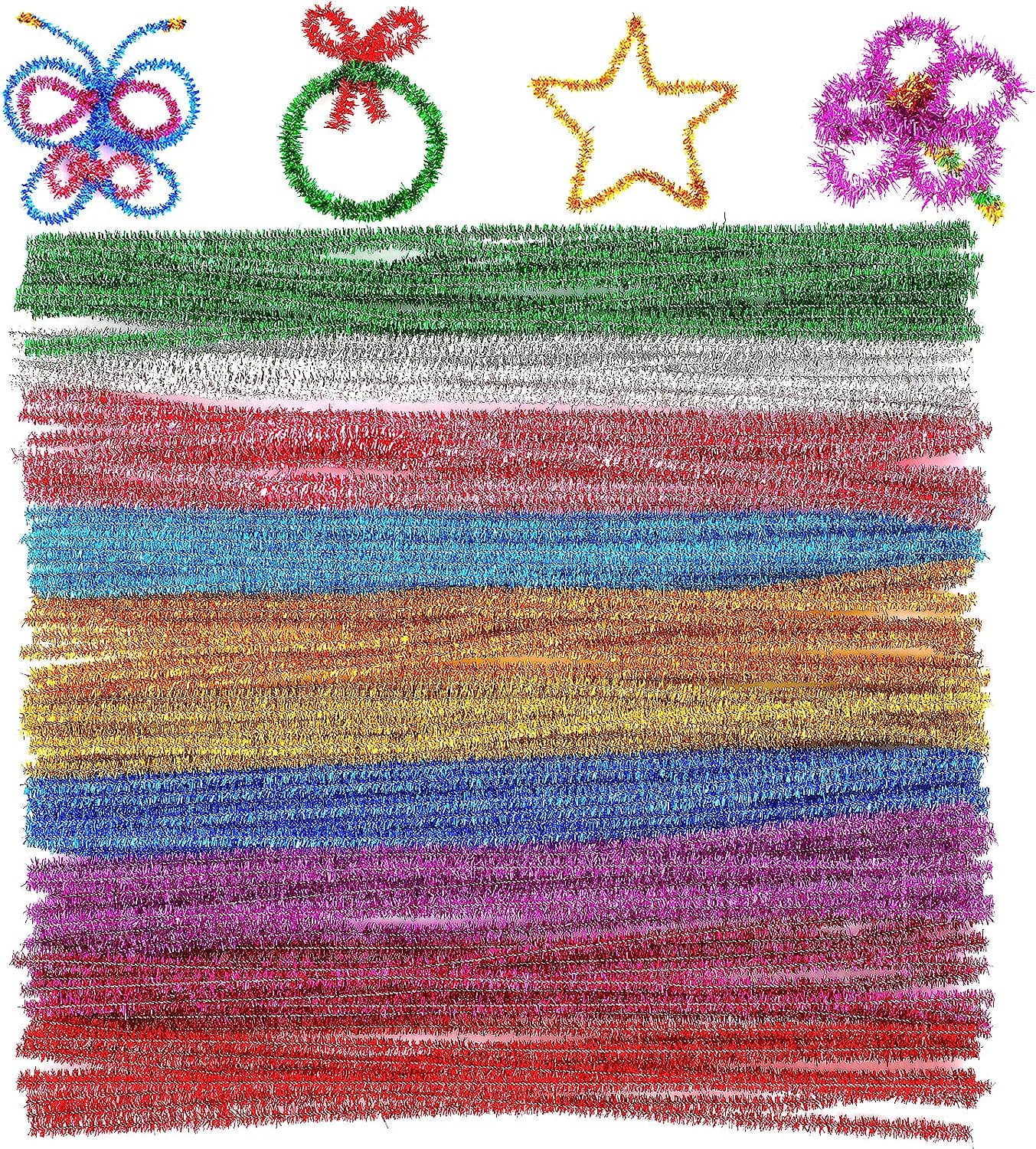 Pipe Cleaners Craft Chenille Stems -Scheam 100 Pcs Glitter Multicolor ...