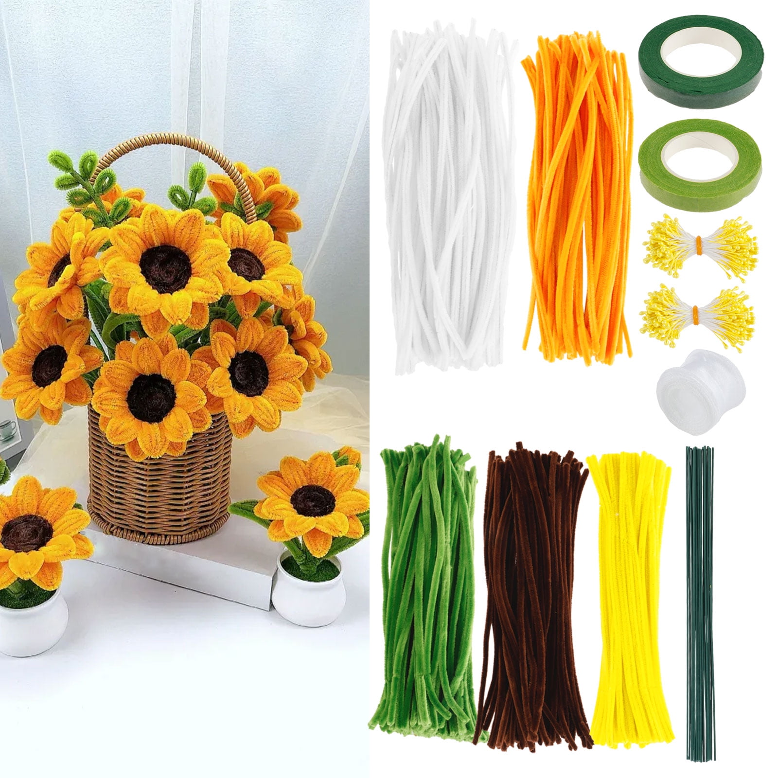 Pipe Cleaners Flower Set Colorful Bouquet Pipe Cleaner Set with Floral ...