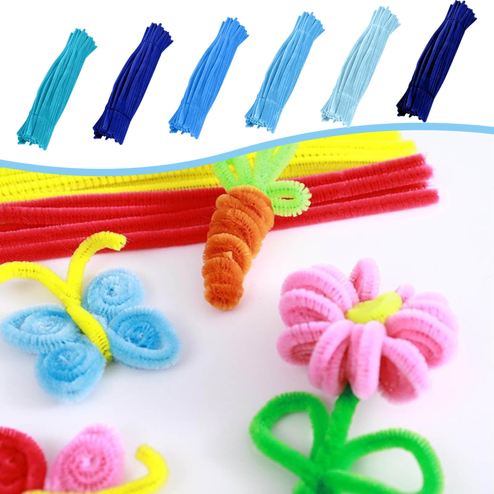 Pipe Cleaners Set 100 Pack | Candy Colors Craft Chenille Stems - 6mm x ...