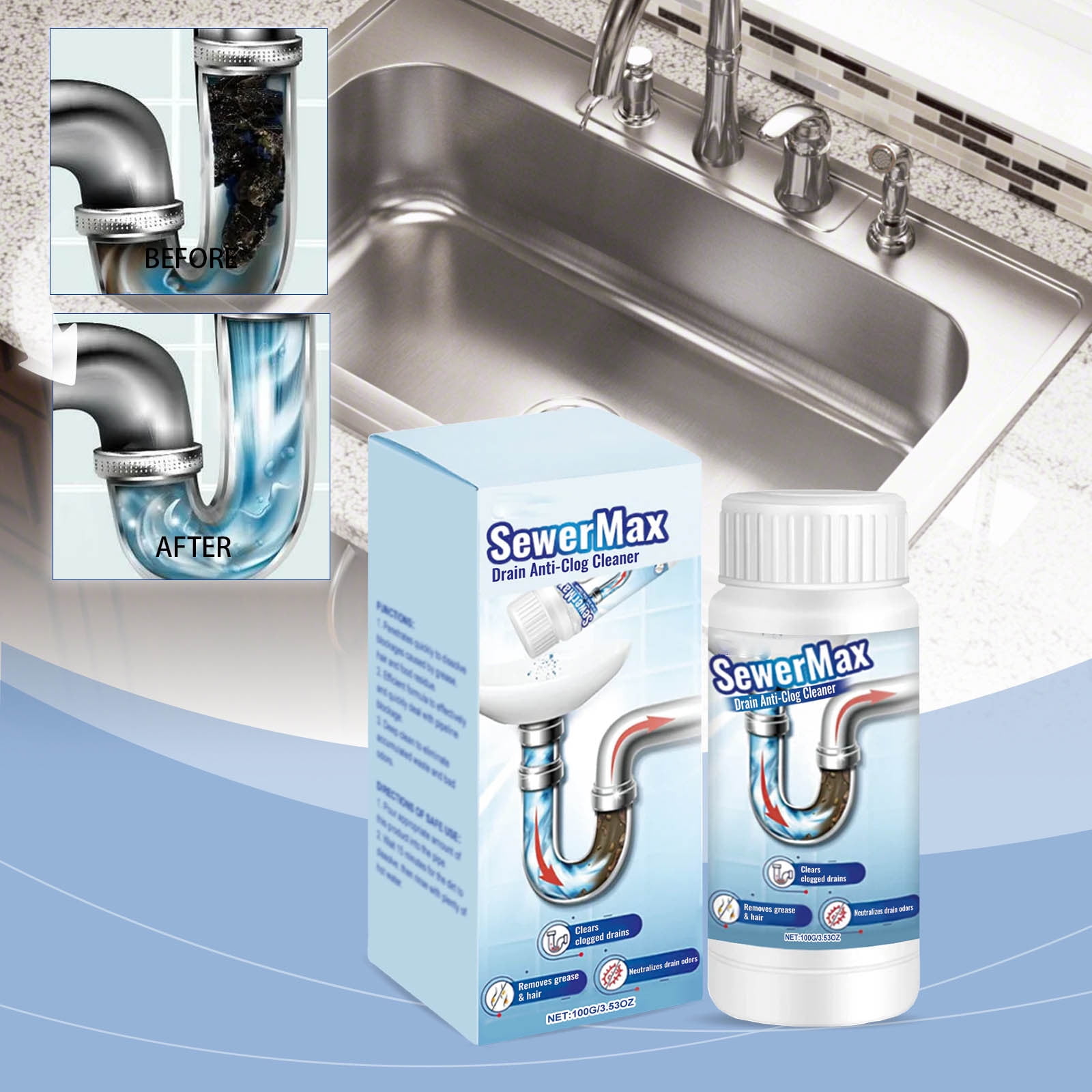 Pipe Cleaning Agent | Powerful Sewer Drain Cleaner | Removes Grease ...