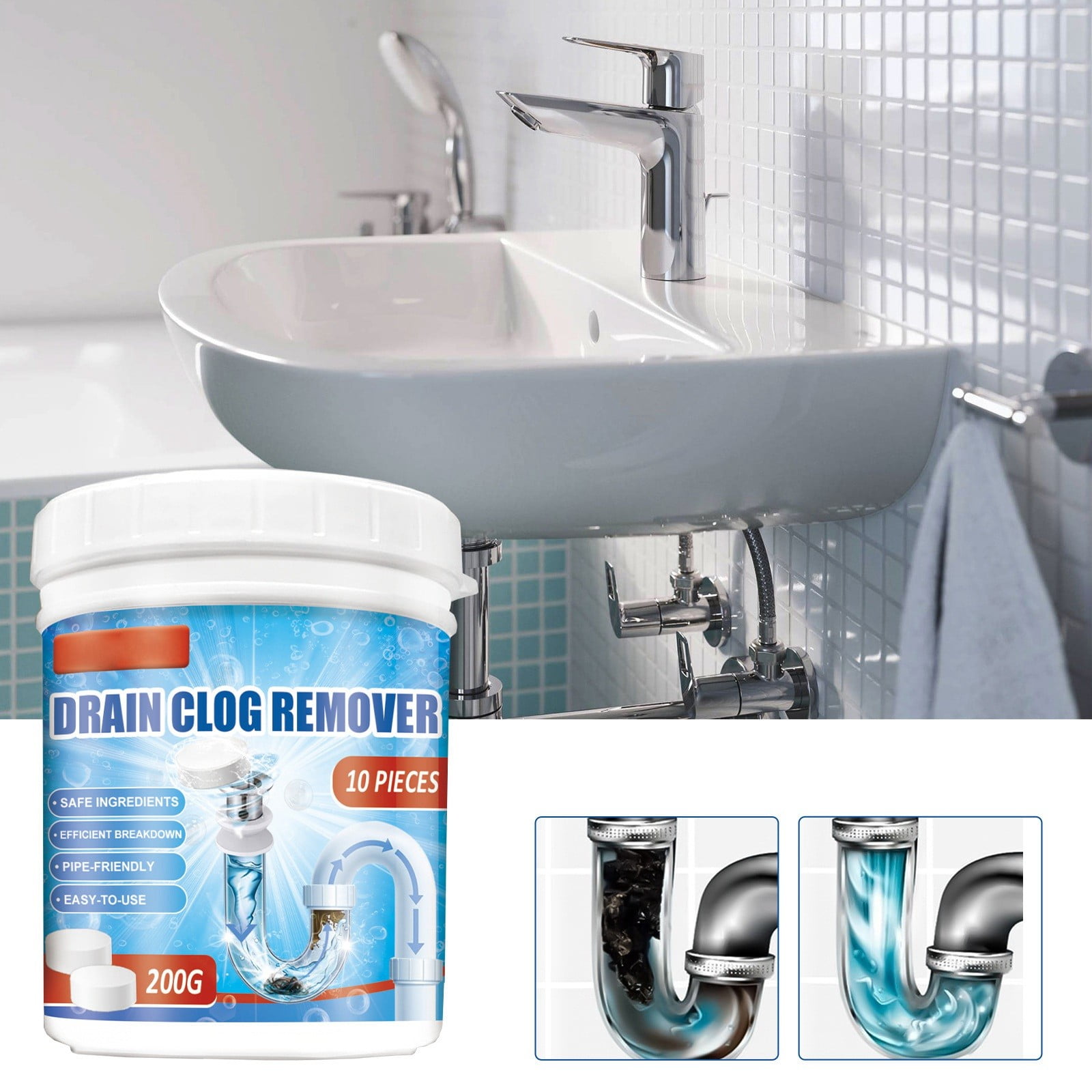 Pipe Clearing And Cleaning Tablets For Cleaning And Clearing Clogged ...