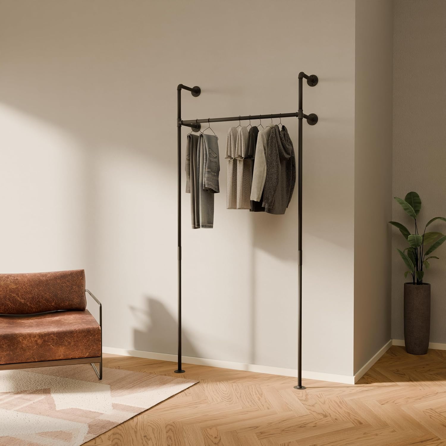 Pipe Clothing Rack - 260 lbs Capacity - Wall Mounted Clothes Rack and ...