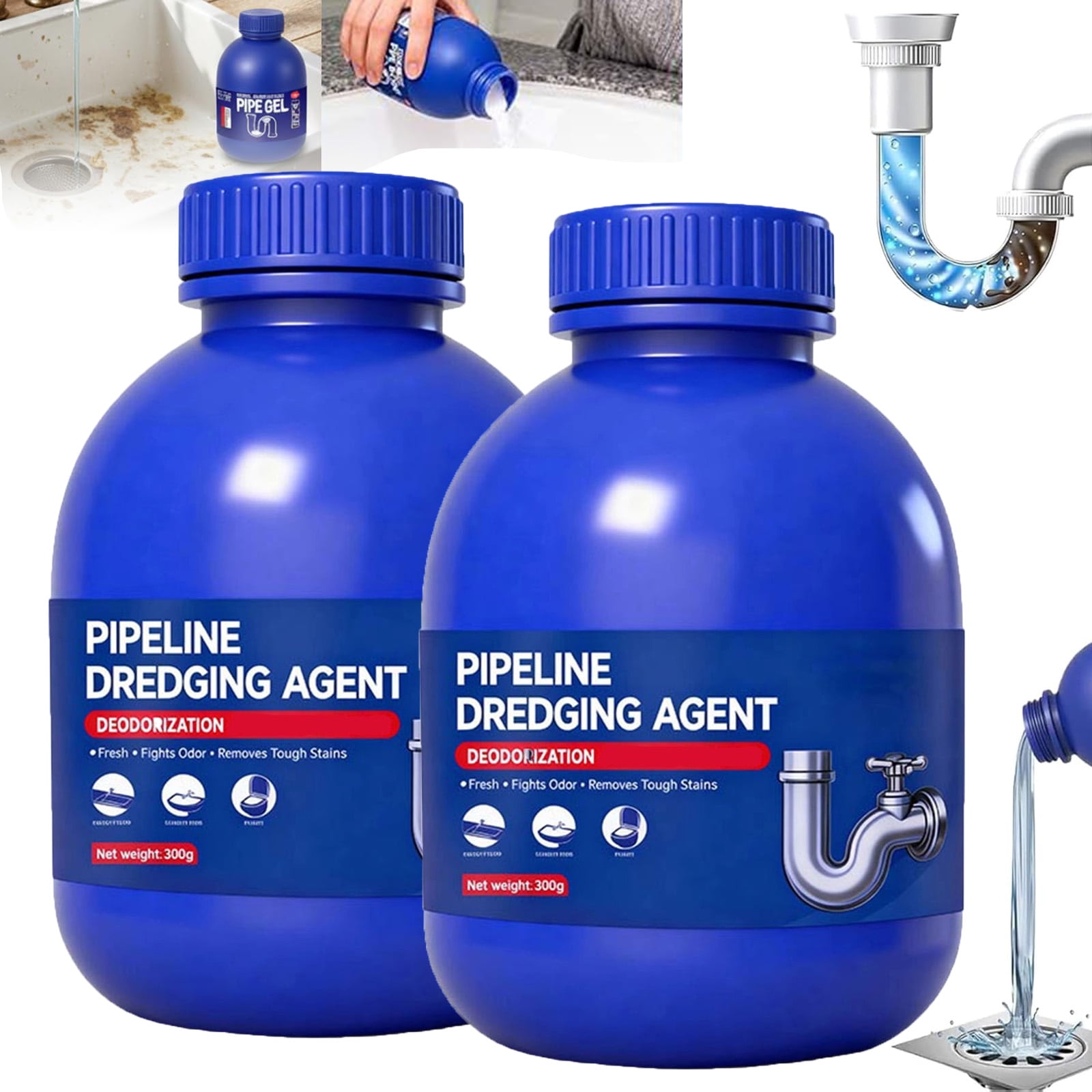 Pipe Drain Cleaner, Professional Strength Pipe Dredging for Kitchen ...