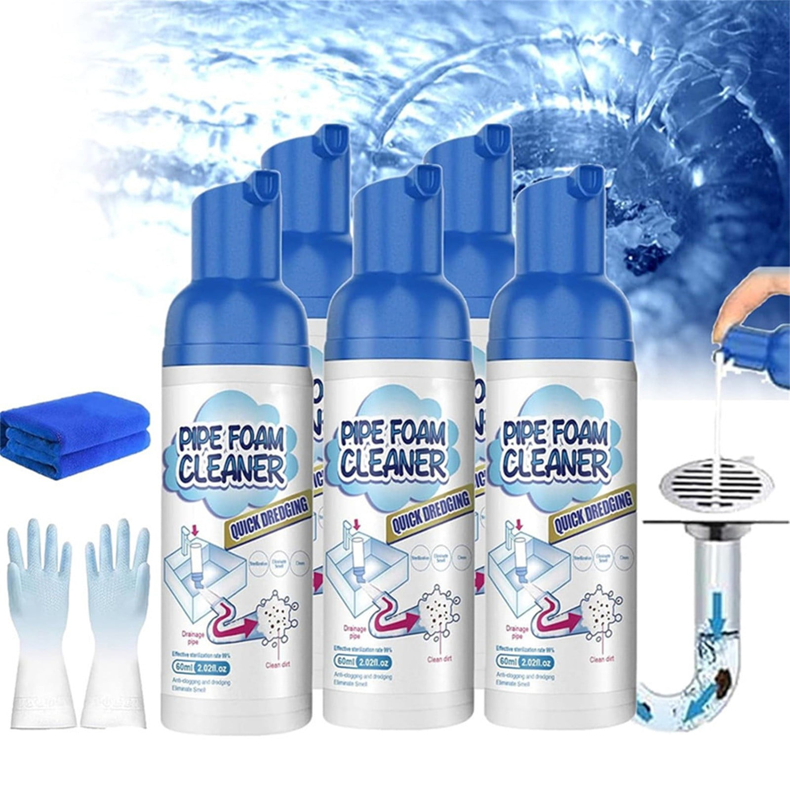 Pipe Foam Cleaner, for Dissolves Food Leftovers, Oil and Hair, Pipe ...