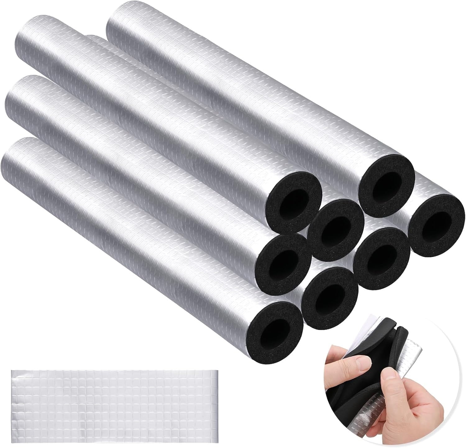 Pipe Insulation Foam Tube,3/4 in Pre Slit Clamp Insulated Aluminum Foil Insulation Pipe,Self ...