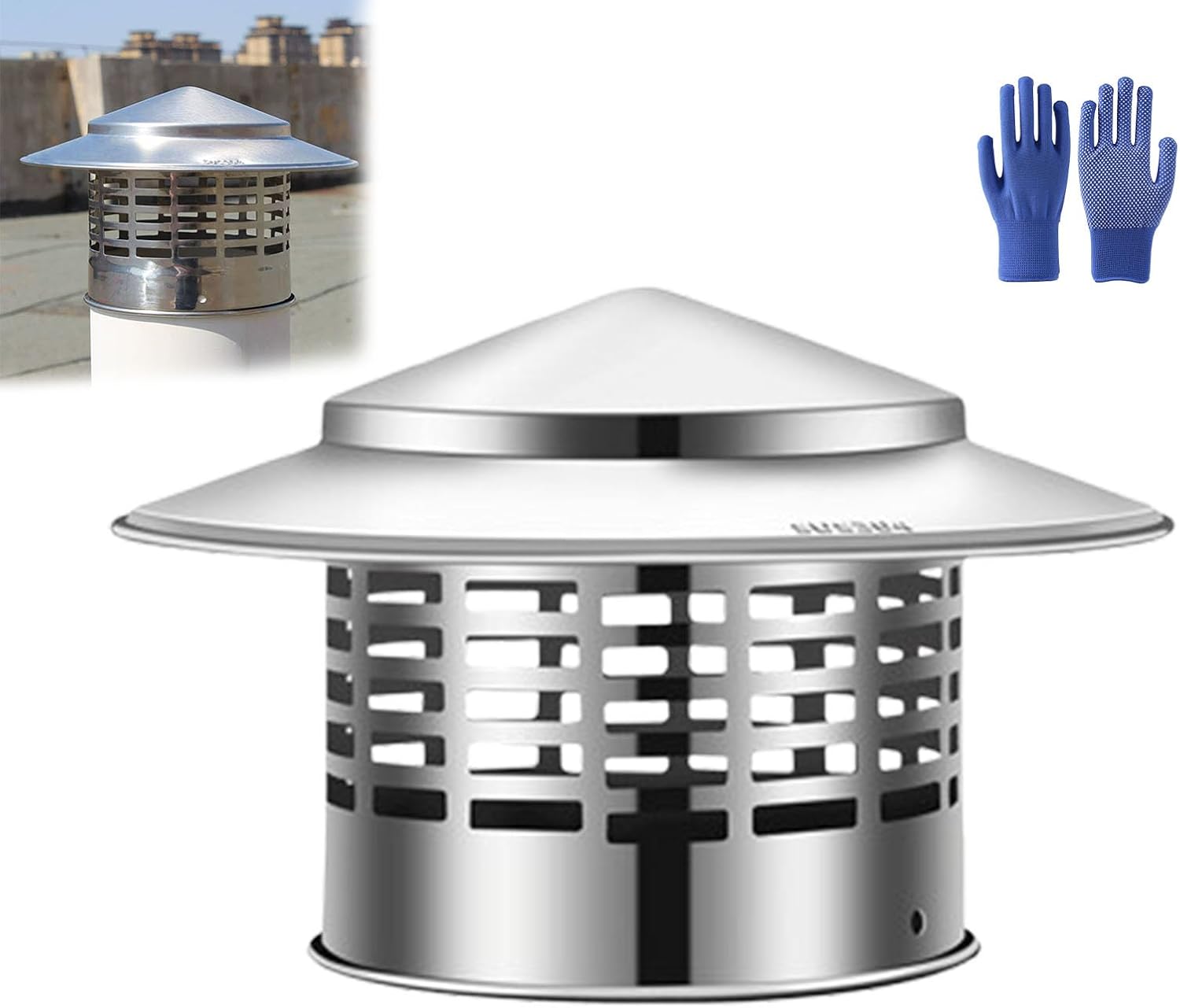 Pipe Rain Cover, 304 Stainless Steel Chimney Cap for Roof Vent, Chimney ...