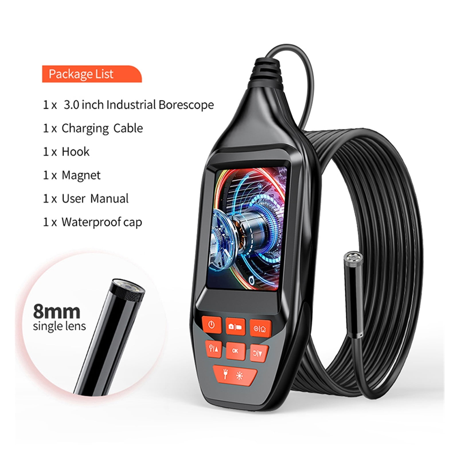 Pipe Sewer Inspection Camera 1080P HD Borescope 3" LCD Screen Endoscope ...