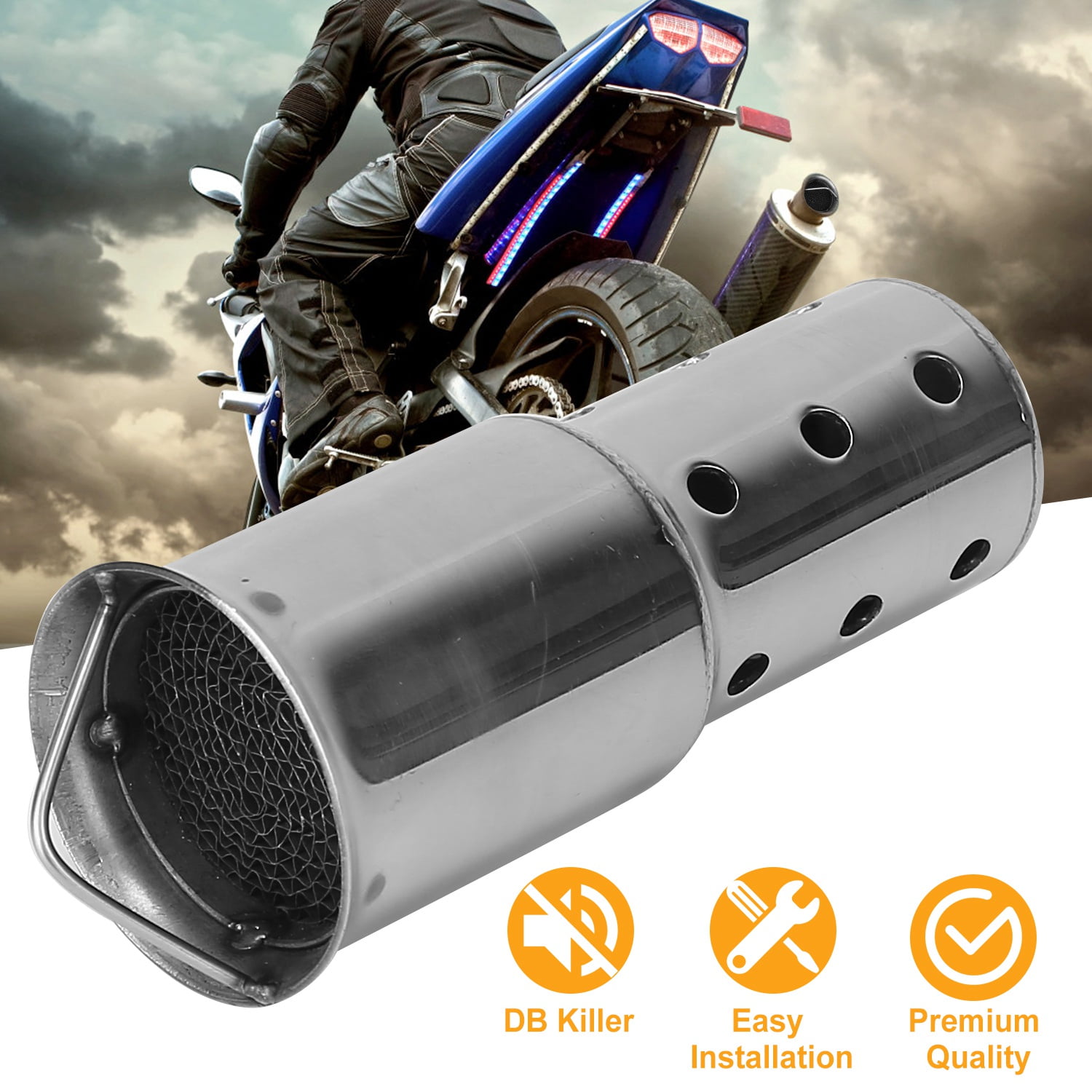 iMounTEK Vehicle Muffler with Pipe, Cold Rolled Steel Silver, 5.31*1.96 ...